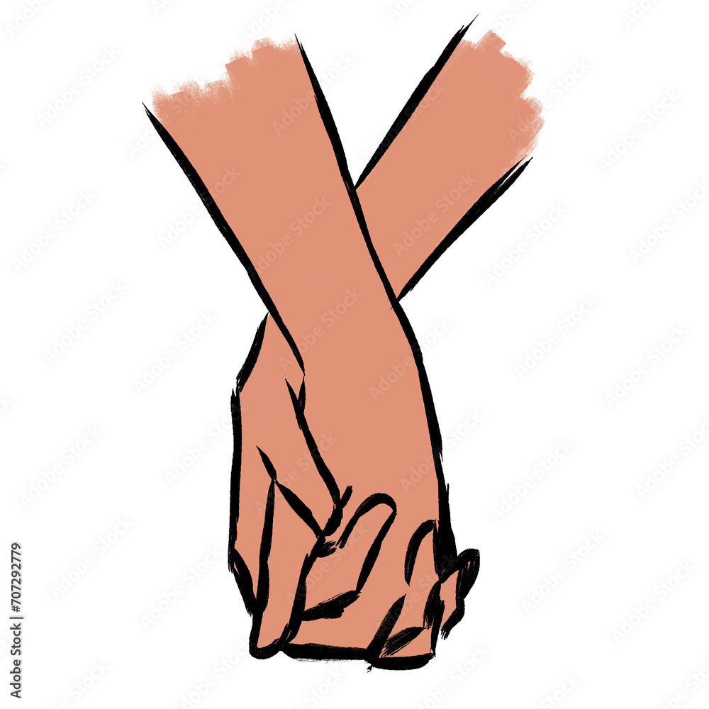Ilustración De Manos Morenas Entrelazadas Para San Valentín Sin Fondo