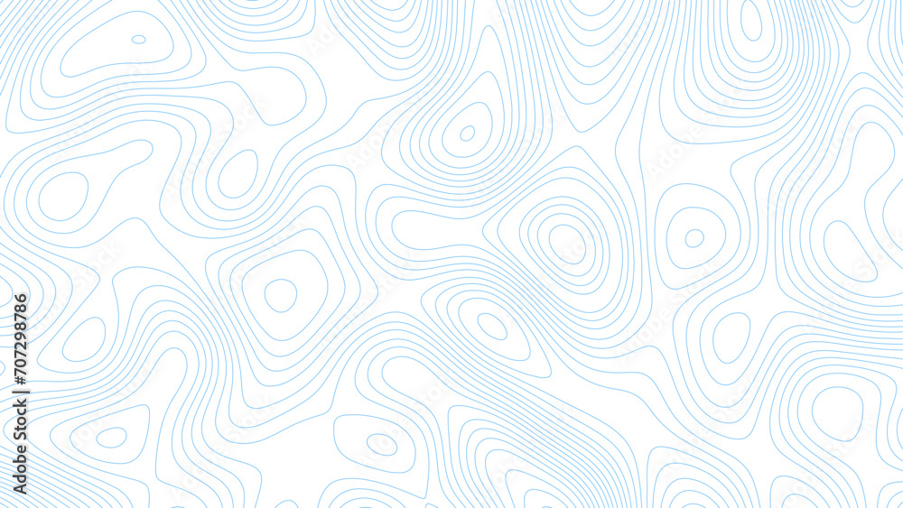 Abstract bule topographic map, vector background with height lines ...