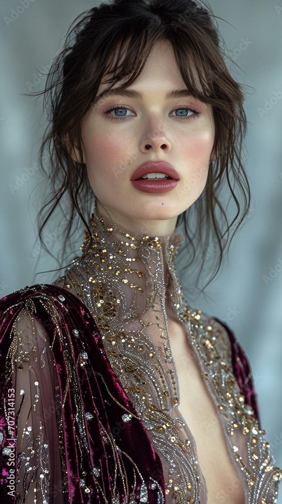 Close-up full body photography angle with a fashion model with full ...