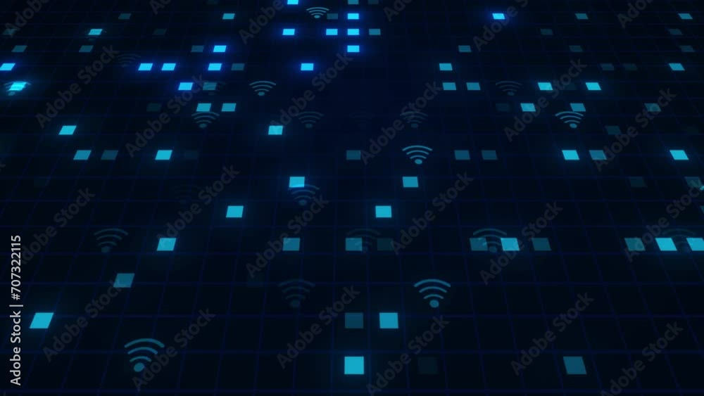Neon Wifi Icon Randomly Animated Animation On High Tech Digital ...