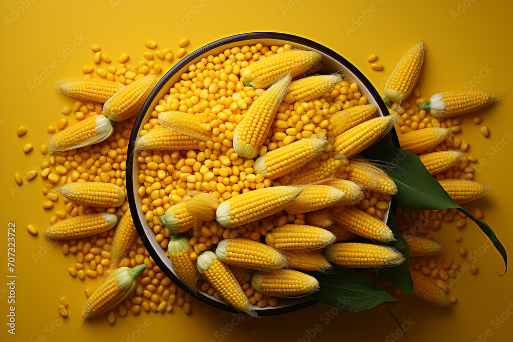 An artful arrangement of yellow corn kernels, celebrating the ...
