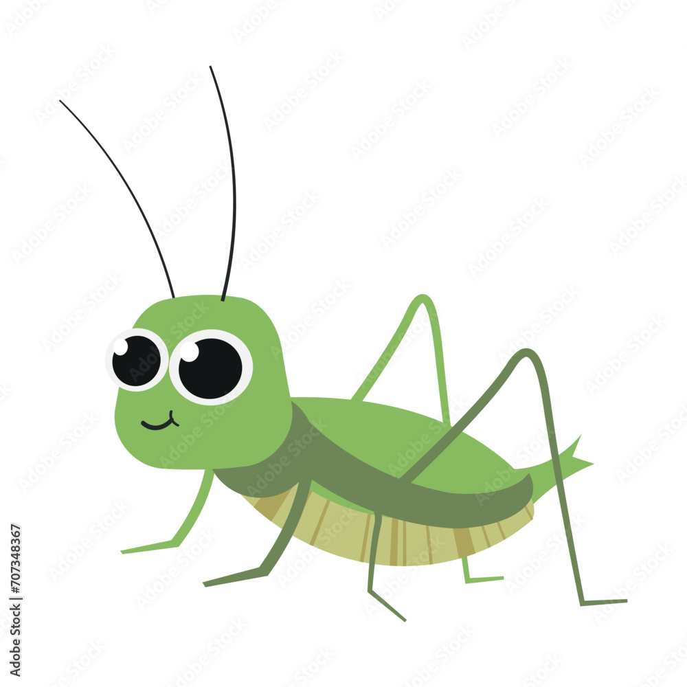 Vector grasshopper. Cute insects and bugs. Minimal cartoon design ...
