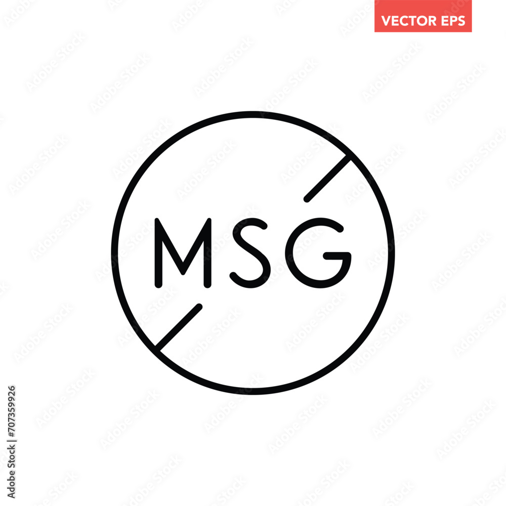 Single black round no msg thin line icon, unnatural ingredient no ...