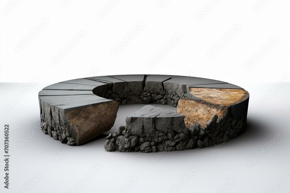 Realistic 3D asphalt road on circular concrete cross section with tar ...