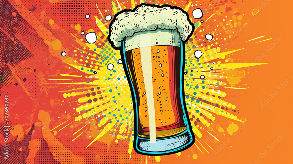 Wow pop art. Sparkling beer. Vector colorful background in pop art ...