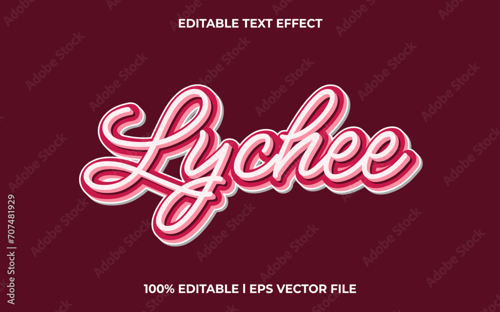 Lychee editable font. typography template text effect. lettering vector ...