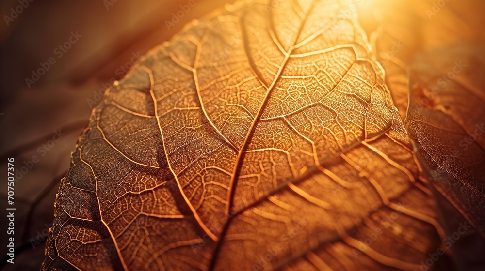Close up of Fiber structure of dry leaves texture background. Cell ...