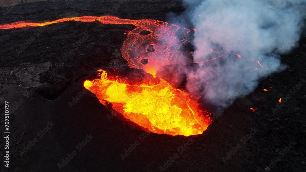 Volcano erupts in Iceland, red hot lava bursts out of the ground ...