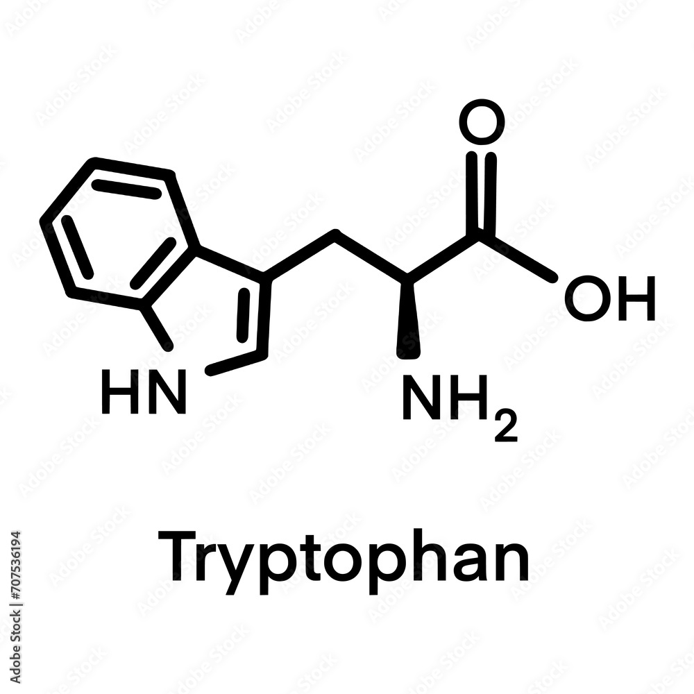 Formula of chemical structure of Methionine, Tryptophan .Vector EPS 10 ...