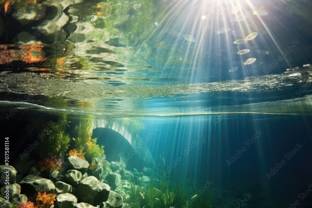 Underwater Rainbow Bridge: A bridge formed by the refraction of light ...