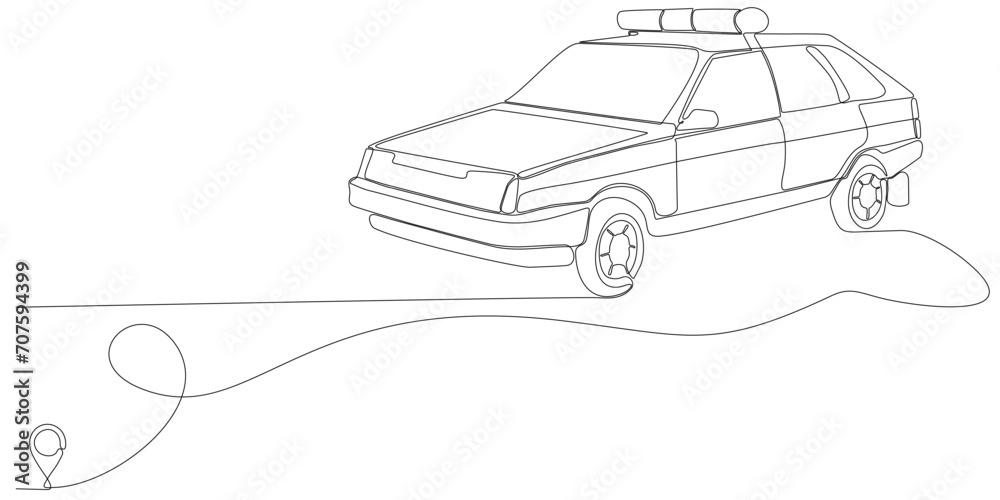 Line icon vector continuous line drawing of ambulance car line from ...