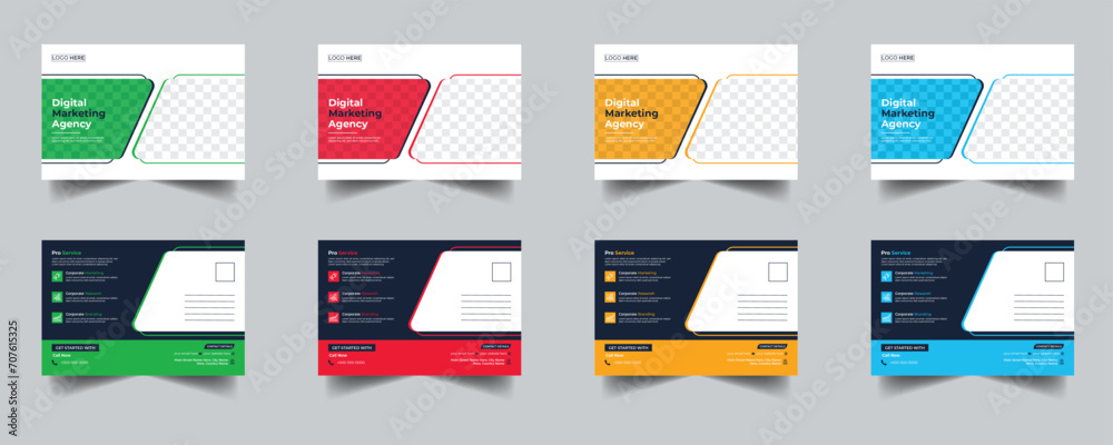 Modern Creative Corporate Post Card Template, Vector Template for ...