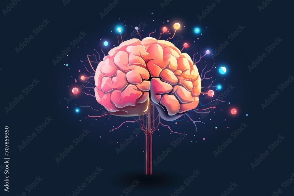 3D Brain Vector Icon Mind illustrate neuron connections crucial in ...