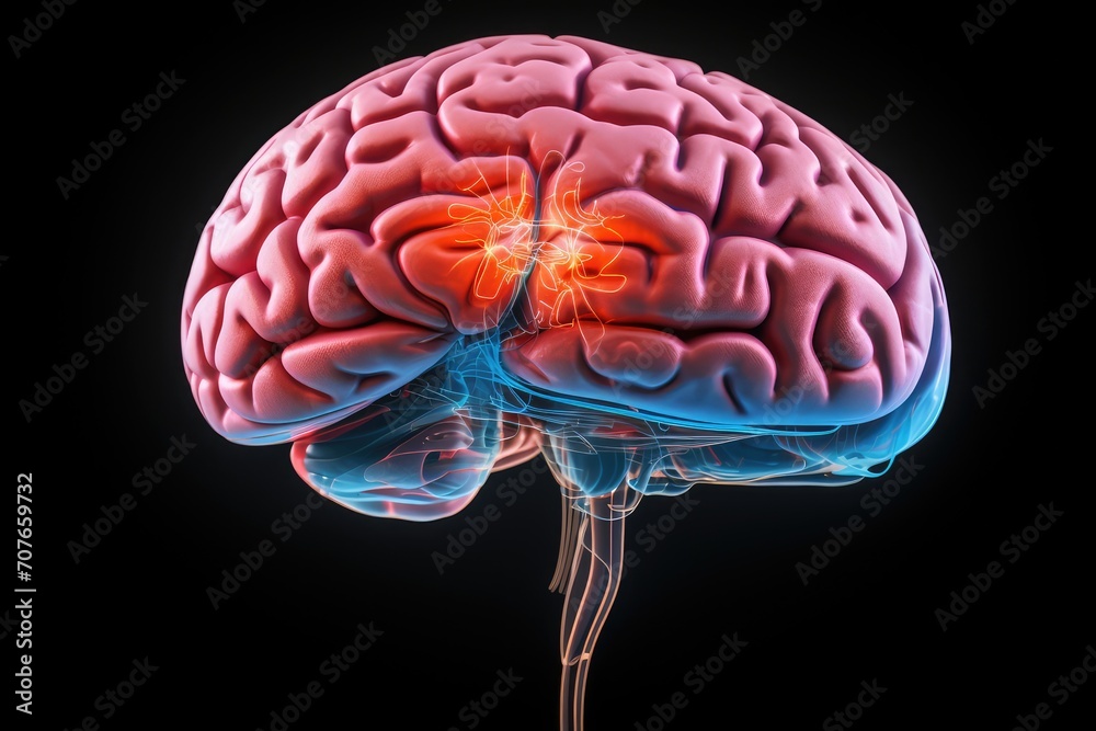 Brain Illustration depicts the intersection of psychology, cognitive ...
