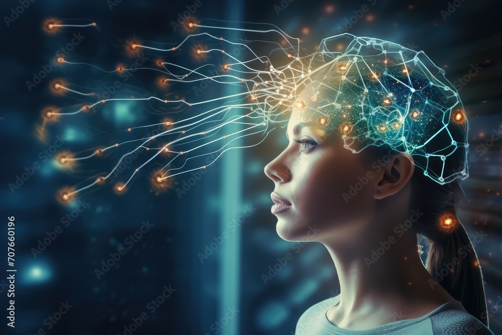 Brain Illustration depicts the intersection of psychology, cognitive ...