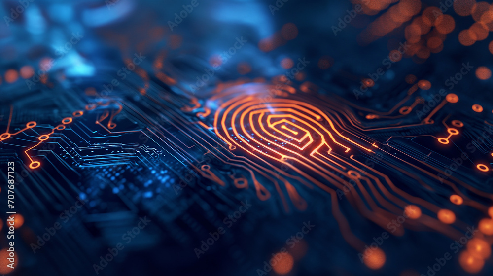 Cyber Security Protecting Various Information With Fingerprints Locking And Unlocking Access To