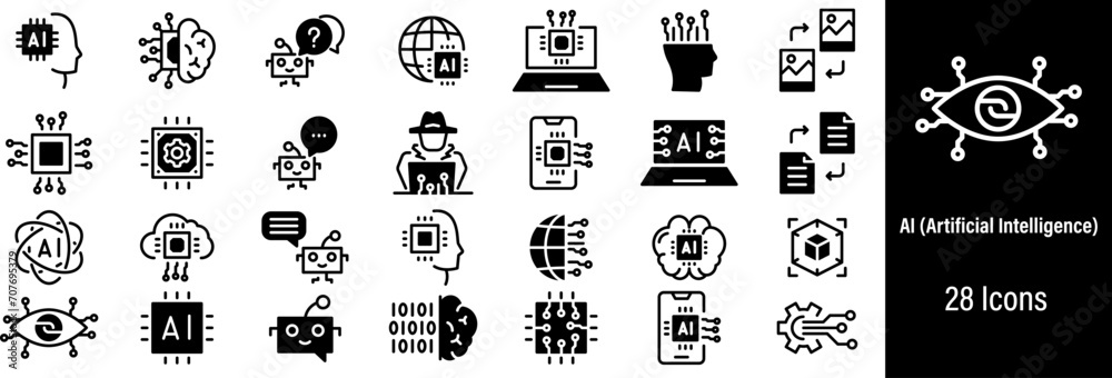 AI Generation Web Icons. Artificial Intelligence, Chat Bot, AI ...