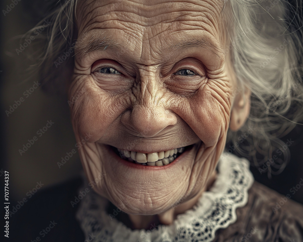 Incredible Portrait of a European Old Granny: A Spirited Laugh ...