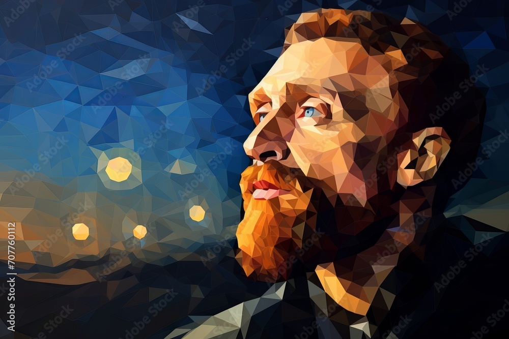 The starry night - vincent van gogh painting in low poly style: a photo ...