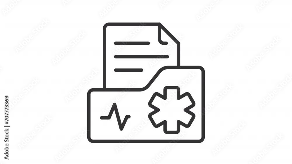Animated health history icon. Patient record line animation. Medical ...