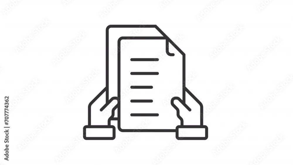 Checking document line animation. Animated papers icon. Proofreading ...