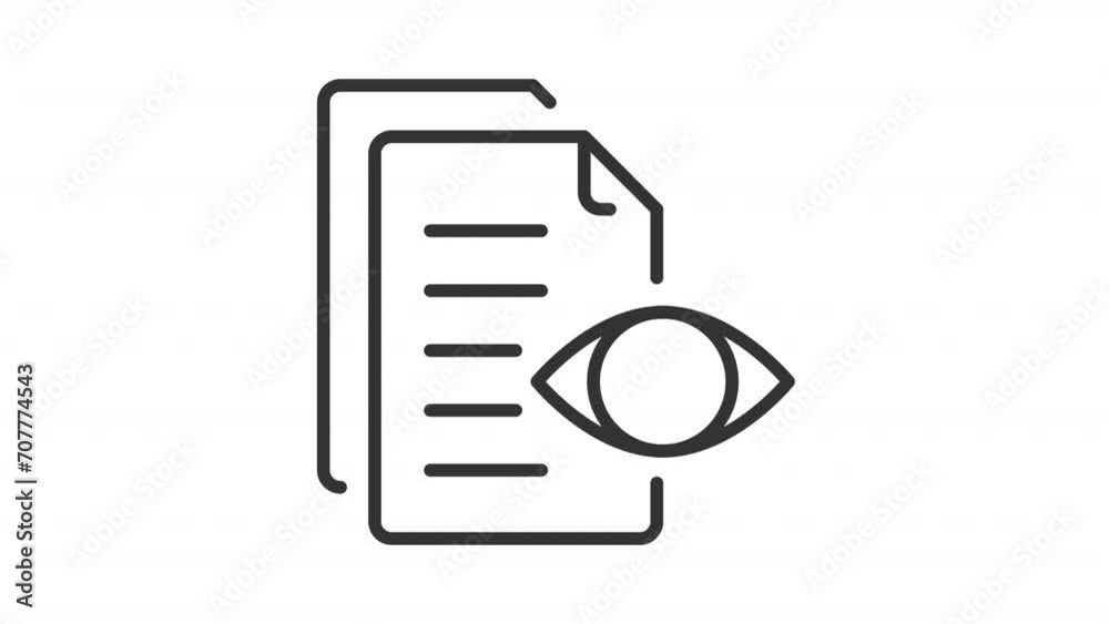 Animated private document icon. Paper and eye line animation. Hidden ...