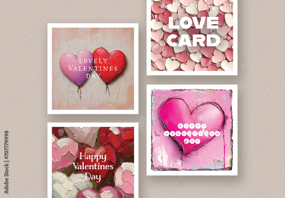 Valentines Printable Card Layouts With White Editable Typography and ...