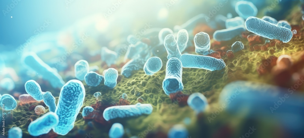 Microscopic view of probiotics bacteria in a biology science setting ...