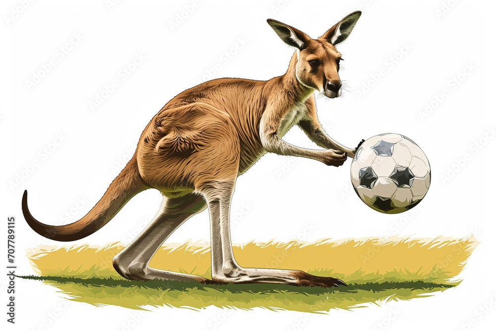 cartoon kangaroo playing ball Stock Illustration | Adobe Stock