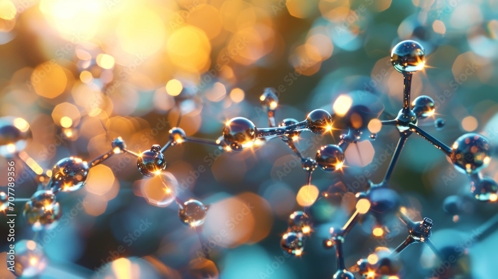 Scientific backdrop. Molecular structure at atomic level. Light ...