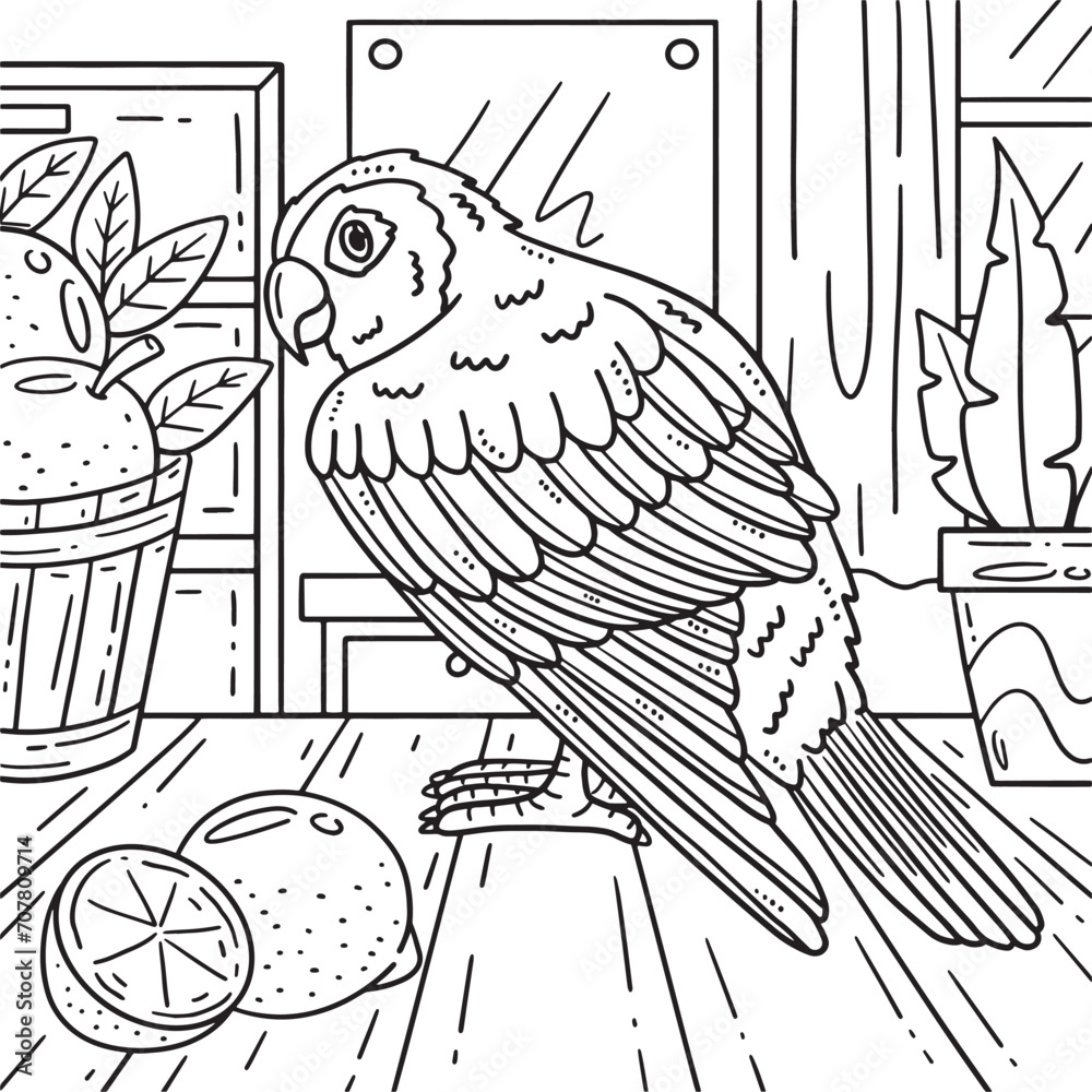 Conure Bird Coloring Page for Kids Stock Vector | Adobe Stock