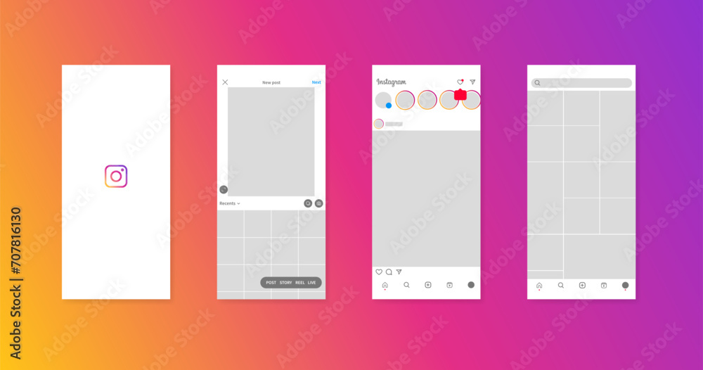 Instagram interface mockup. Social media interface template. Instagram ...