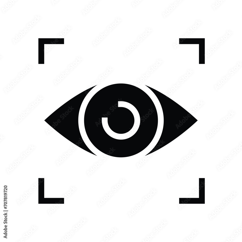 Eye scan icon. Simple solid style. Visual identity, focus, view, vision ...