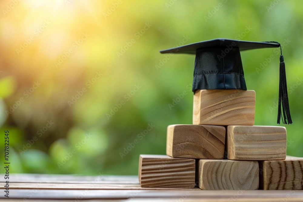 Steps of education leading to success goal. Taking strategic steps ...