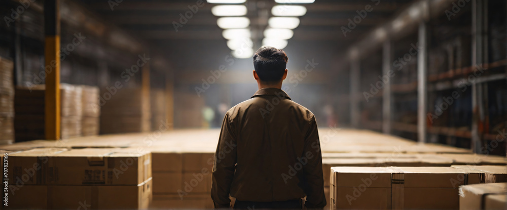 packing the box with a mesmerizing depiction of an Employee, their back ...