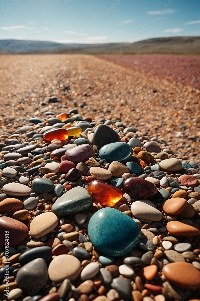 A vibrant spectrum of colorful rocks and pebbles, each one unique in ...