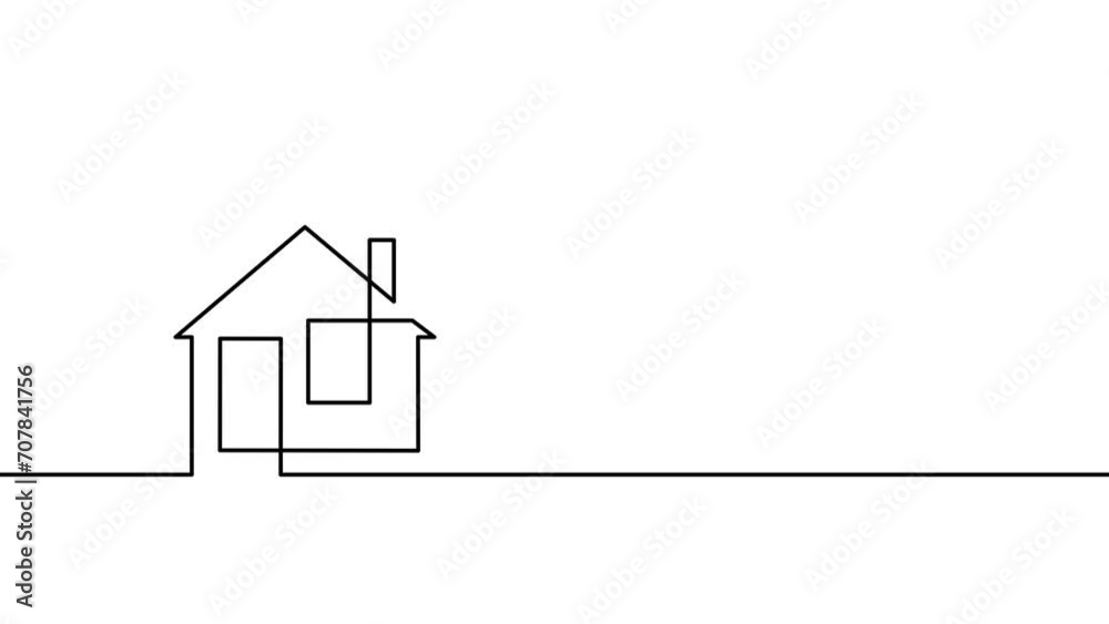 House icon animation, one line home drawing Stock Video | Adobe Stock