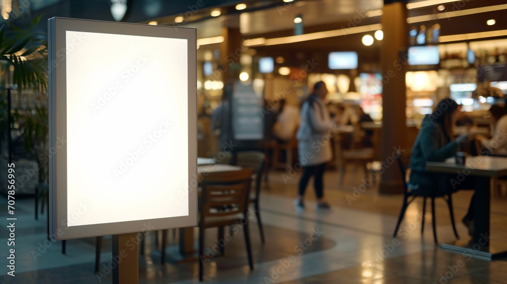 Blur restaurant background with blank ad frame for advertise product ...