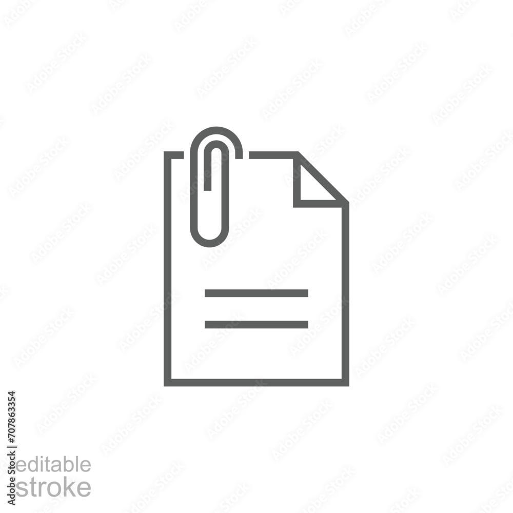 File attachment icon. Simple outline style. Paper clip, attach document ...