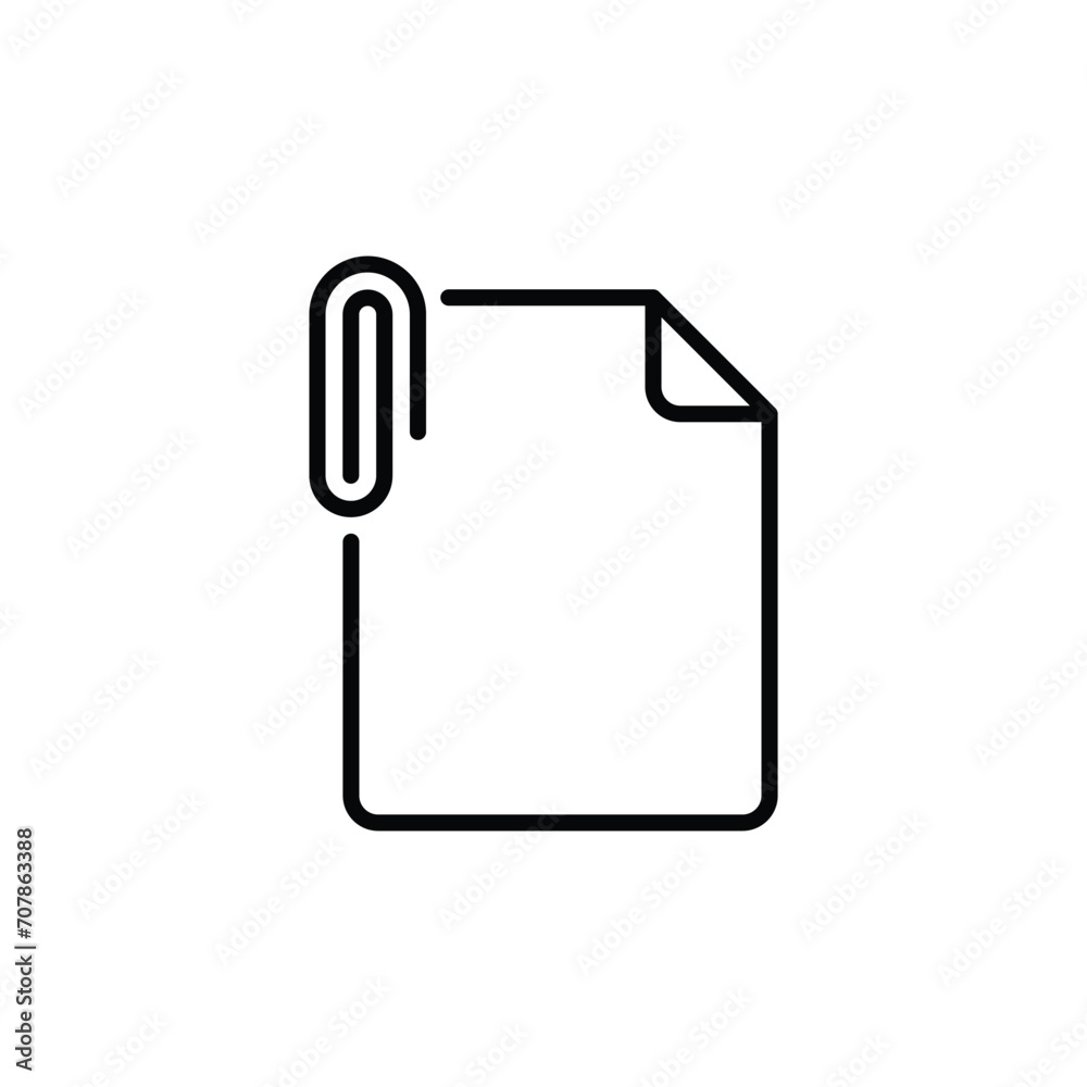 File attachment icon. Simple outline style. Paper clip, attach document ...