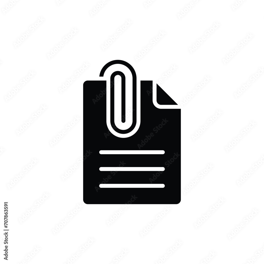 File attachment icon. Simple solid style. Paper clip, attach document ...
