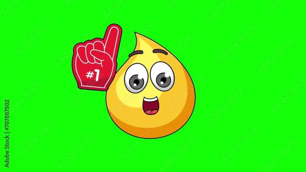number 1 fan honey drop cartoon emoticon, looping animation Stock Video ...