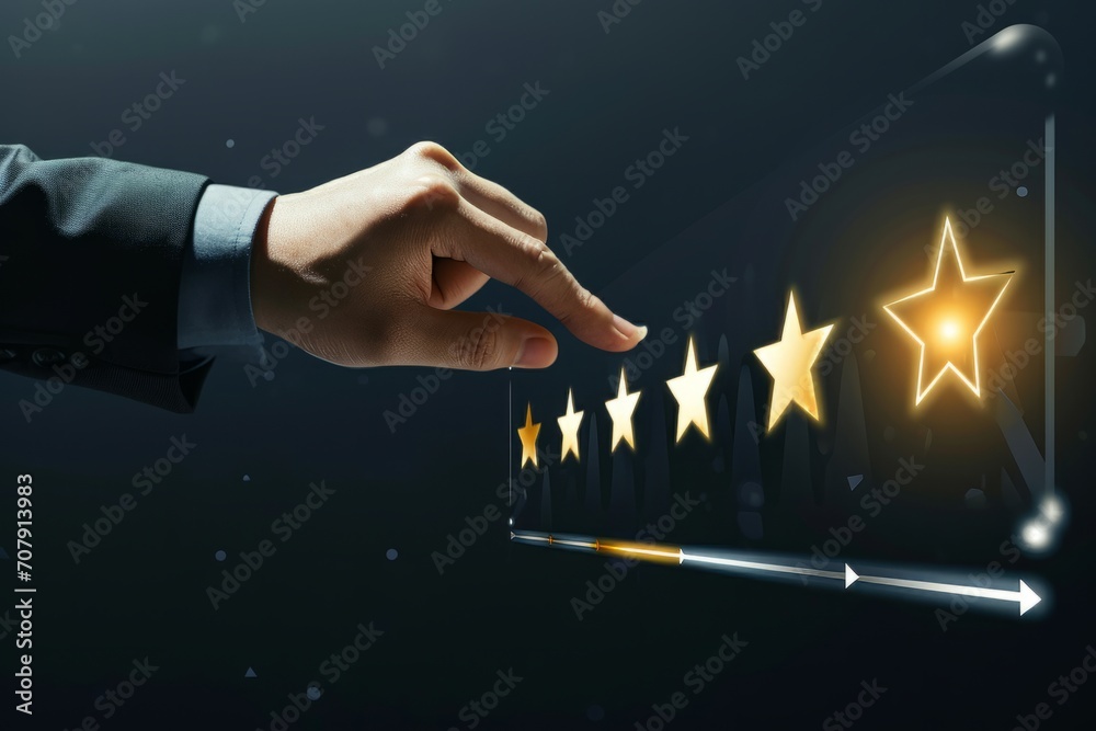 Interactive Star Rating System Evaluation. Hand interacting with a star ...