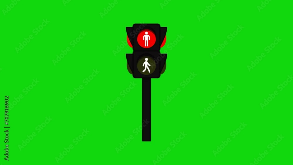 Traffic lights or stoplights on Road Intersection with green screen ...