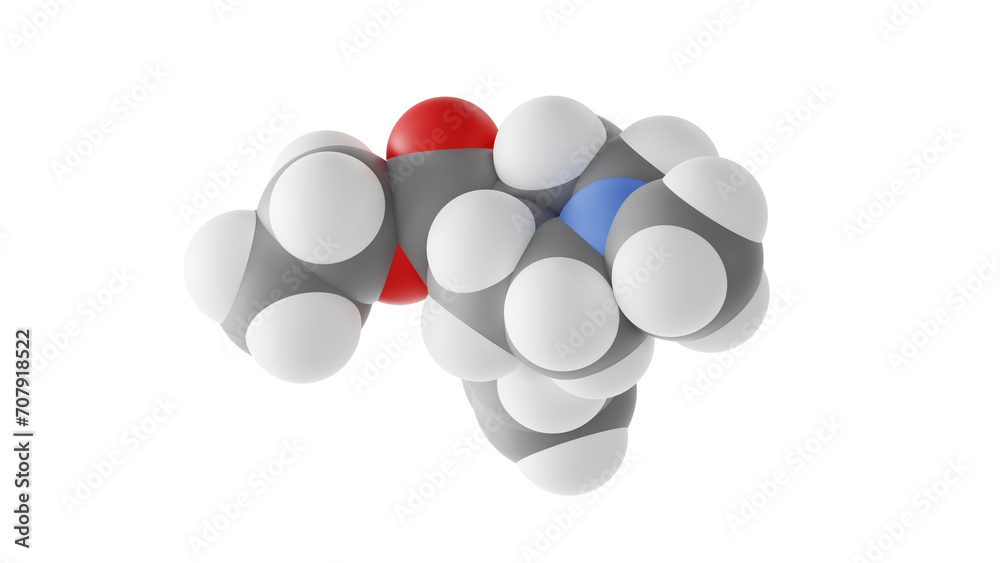 pethidine molecule, meperidine, molecular structure, isolated 3d model ...