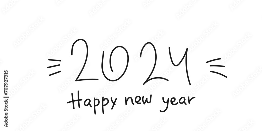 2024 hand lettering style inscription. Free caligraphy. Happy new year ...