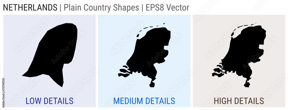 Vecteur Stock Netherlands - plain country shape. Low, medium and high ...