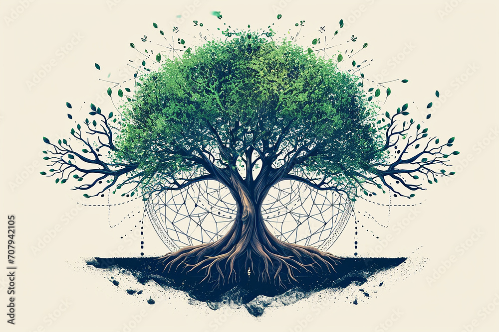 tree with roots, on a white background Stock Photo | Adobe Stock