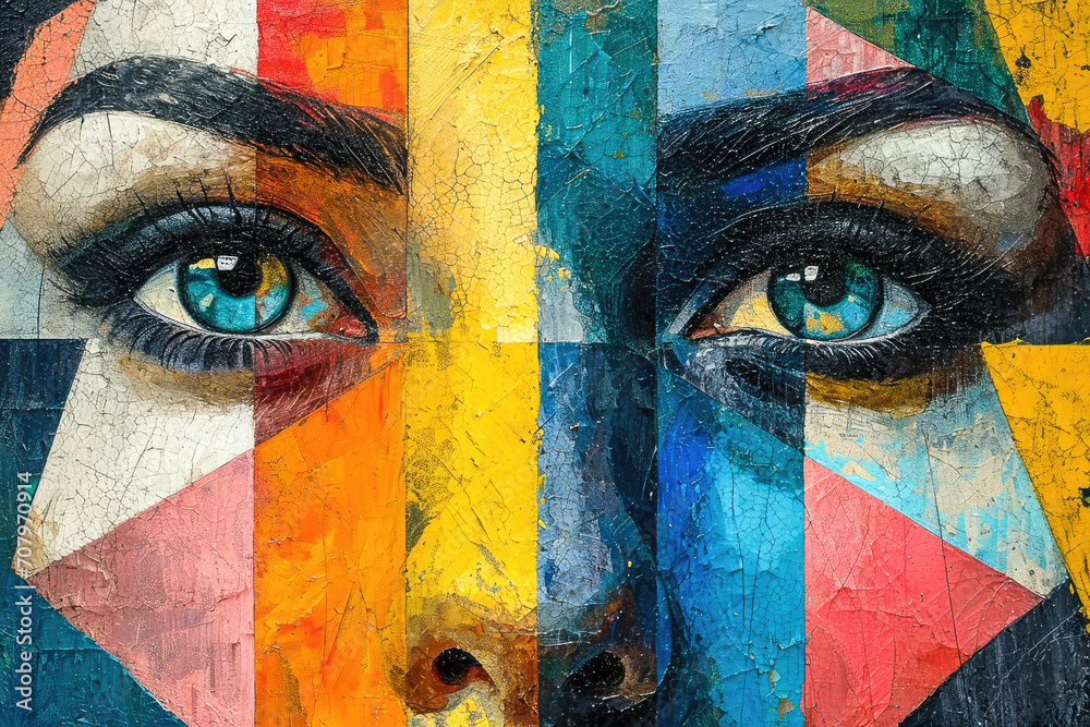 Pintura abstracta de caras humanas abstracto, colorido, pintura al óleo ...