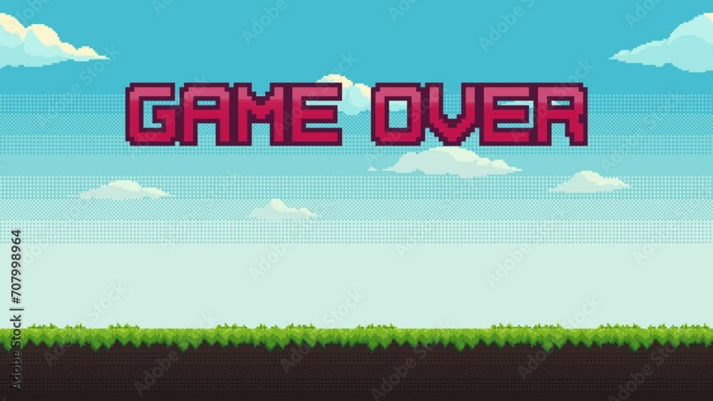 Animated game over pixel game background. Pixel art animation of game ...